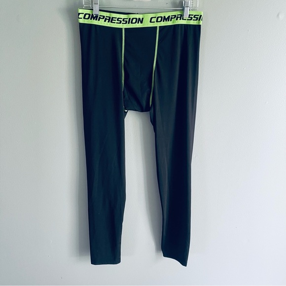 Pants | Compressions Pants Exercise Black Green Mens No Size Tag Looks ...